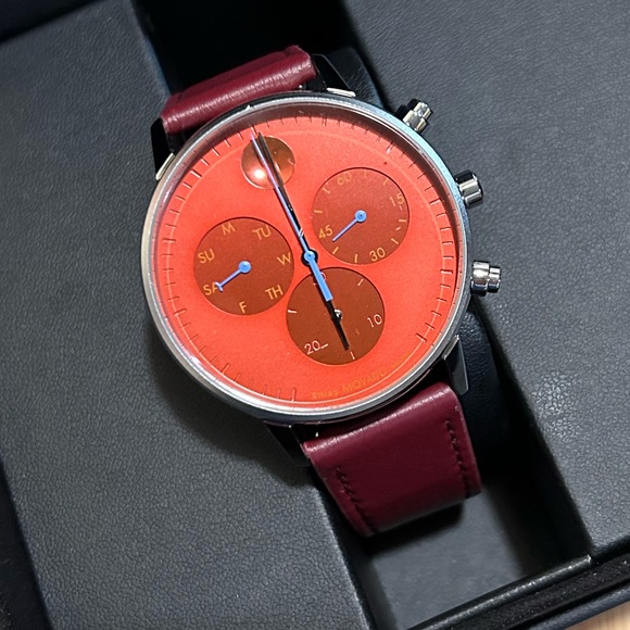 Movado | Accessories | Movado Face Watch With 43mm Red Chronograph Face ...